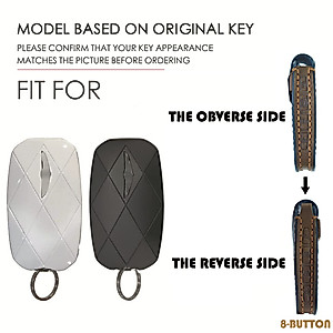 SANRILY Handmade Leather 8 Button Key Fob Cover for Hyundai Genesis G90 GV60 2023 Smart Key Keyless Full Protection Key Fob Case with Keychain Black