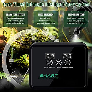 Alltope Reptile Humidifier with Timer, Reptile Mister Automatic Misting System with 360°Adjustable Misting Nozzles, Reptile Fogger with Touch Screen for Reptile Terrariums Rainforest Plants