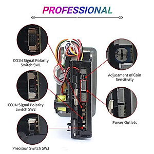 Yunseity Coin Acceptor, CPU Multi Coins Acceptor Selector with LED Indicator, Game Coin Slot Acceptor Coin Acceptor for Arcade Game Vending Machine