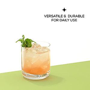 JoyJolt Faye Crystal Whiskey Glasses. Lowball Glasses Set of 6, 10oz Short Glass Tumbler - Double Old Fashioned Rocks Glass for Scotch or Bourbon Dishwasher Safe Glassware.