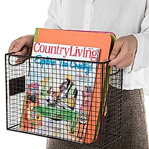 MyGift Mesh Wire Metal Magazine Document Rack with Chalkboard Label Holder, 2-Piece Set (Large and Medium)