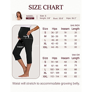 AMPOSH Women's Maternity Capri Pants Stretchy Lounge Pants Comfortable Pregnancy Shorts(Dark Gray with Pockets, XXL)