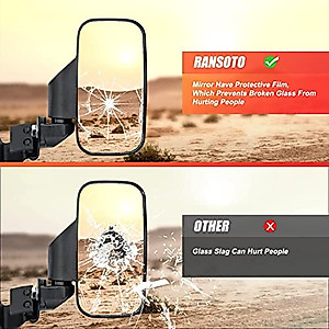 RANSOTO Ranger Side Mirrors, UTV Rear View Mirror Compatible with Polaris Ranger XP 500, 570, 900, 1000, Ranger Diesel, ETX/EV, General 1000, Can-Am Defender, Maverick Trail