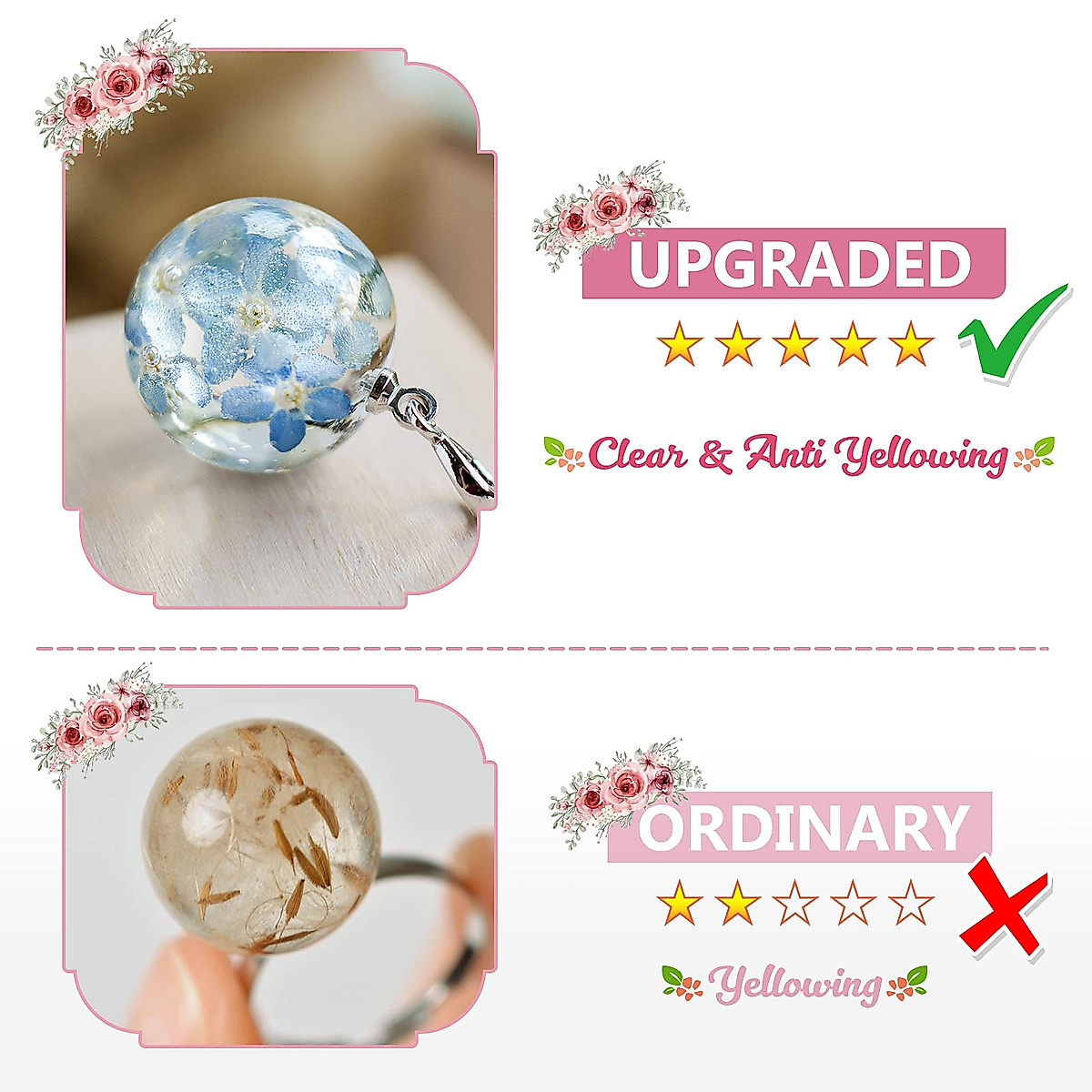 YIEHO 300g UV Resin Clear,Hard,Upgraded Crystal Clear Epoxy Resin Up Premixed UV Cure Resin for Craft Jewelry Making