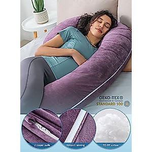 INSEN C-Shaped Pregnancy Pillow, Full Body Support for Sleeping and Nursing with Removable Cover