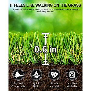 OTHWAY Non Slip Grassy Bathtub Mat : 25.6X13.4 Inches Sturdy But Soft Bath Mat_Quick Drain Shower Floor Mat with Soft Bristles for Scrubbing Feet (Light Blue)