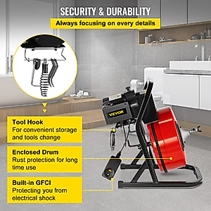 VEVOR Drain Cleaner Machine 50FTx1/2Inch, Sewer Snake Machine with 4 Cutter & Foot Switch, Electric Drain Auger for 2" to 4" Pipes…