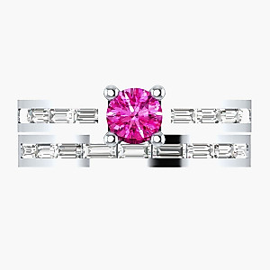 IdealJewel95 2.54 ct Pink & White Sapphire Sterling Silver Bridal Ring Set Free Size For Women Wedding/Valentines / Engagement_10