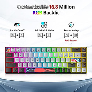 Mosptnspg Protable 60% Percent Gaming Keyboard Mechanical, Mini Compact RGB Backlit 68 Keys Wired Office Keyboard with red Switch for Mac/Win/PC/ps4/ps5/xbox(Dolch/red Switch 68)