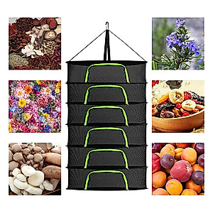 EMUKOEP Drying Net Herbs Drying Net for Herbs 2/4/6/8 Layer Herb Drying Rack Hanging Foldable Mesh Drying Rack with Hooks Zipper Design for Herbs (C)