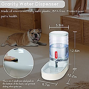 Automatic Pet Feeder Small&Medium Pets Automatic Food Feeder and Waterer Set 3.8L, Travel Supply Feeder and Water Dispenser for Dogs Cats Pets Animals (Gray Water Dispenser)