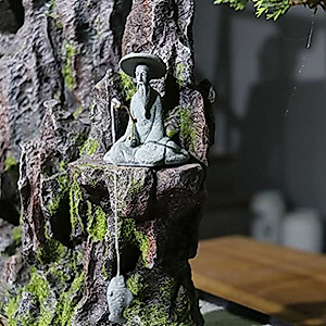 2Pcs Mini Fisherman Figurines Ceramics Chinese Mudman Sitting Fishing Garden Statue for Micro Pot Flower Vase Aquarium Decorations Asian Decor for Zen Garden, Gray, 4.5x4cm (17P5SY00210913VJ)