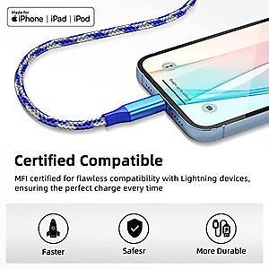 [Apple MFi Certified] iPhone Charger Fast Charging 3 Pack 10 FT Lightning Cable iPhone Charger Cable Nylon Braided Long iPhone Cord Compatible with iPhone 14 13 12 11 X Pro Max Plus SE and More