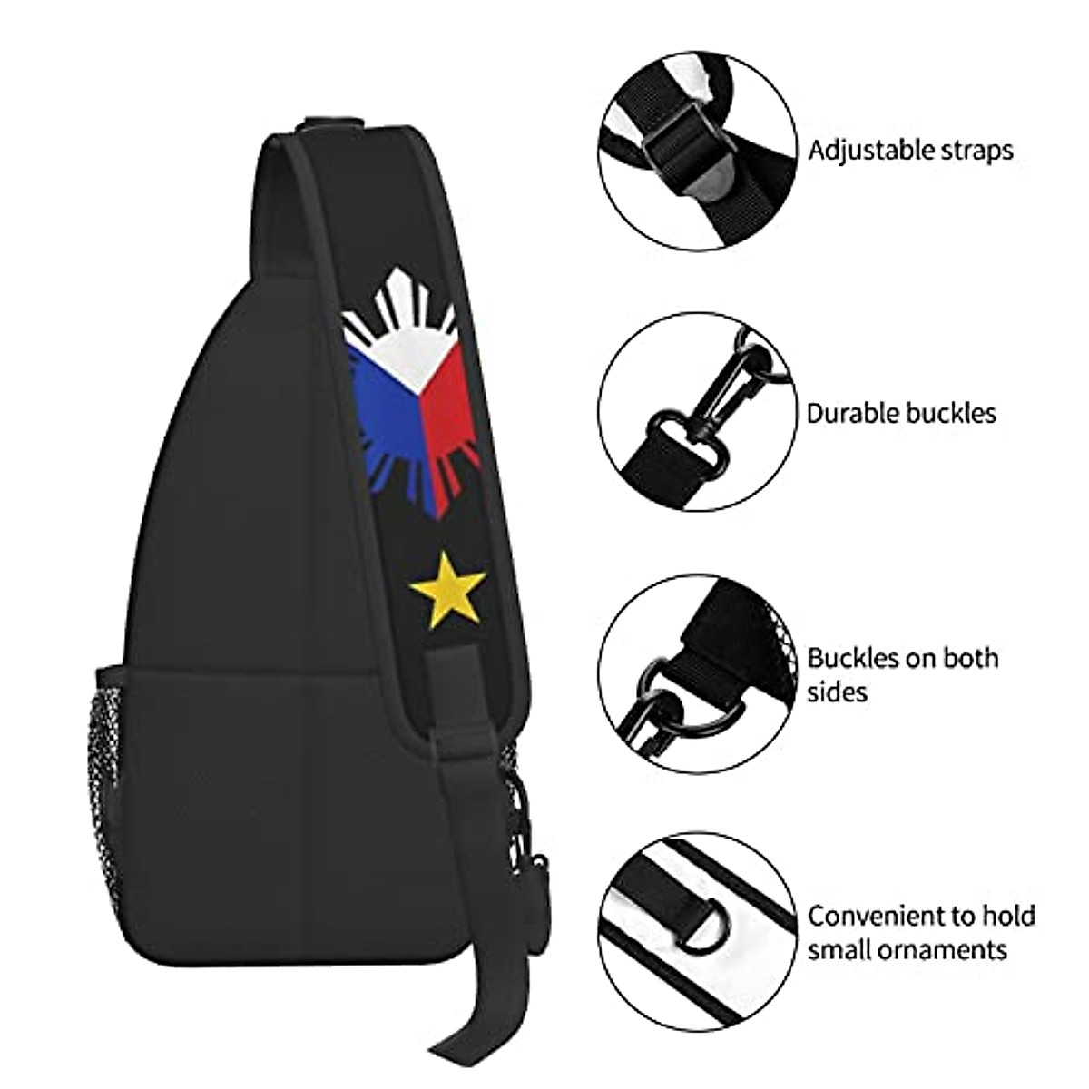 Cute Philippines Flag Sling Bag Crossbody Chest Bag Travel Hiking Daypack Filipino Shoulder Bag for Women Men