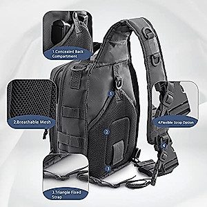 WINCENT Tactical Sling Bag Pack Military Rover Shoulder Sling Backpack Molle Assault Range Bag EDC Diaper Bag Day Pack Black