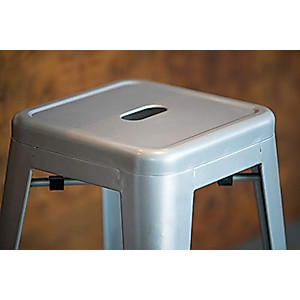 UrbanMod 24 Inches Metal Barstool Set of 4 – Counter Height Backless Bar Stool for Kitchen Island, Breakfast, Outdoors, Pub, Restaurant, Home, Patio – Stackable Heavy Duty Modern & Industrial (Silver)