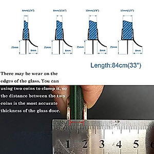 Cozylkx Frameless Shower Door Bottom Seal with Drip Rail 1/2" Thick Glass 33" Long Sweep - Glass Door Seal Strip Stop Shower Leaks