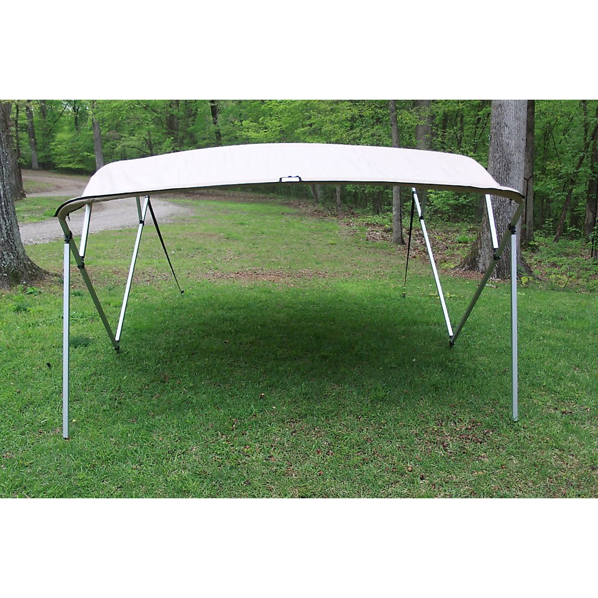 Vortex Direct Tan/Beige Square Tube Frame 4 Bow Bimini Top, 10' Long, 91"-96" Wide, 54" Tall