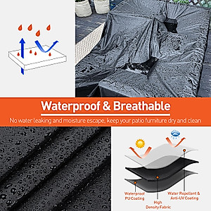 Arcedo Outdoor Furniture Cover Rectangular, Waterproof Patio Furniture Set Cover for Sectional Conversation Set, All Weather Protection Dining Table Chair Set Cover, 108" x 82" x 30"H, Black