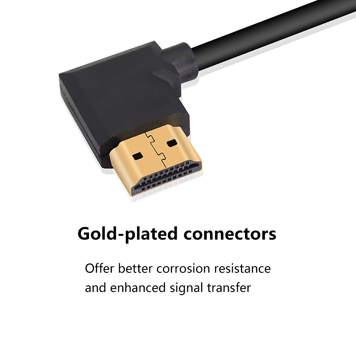 GELRHONR 4K HDMI Cable 1.4,90 Degrees Angle HDMI Male to Male Cable 4k@30Hz,Gold-Plated Connector,Support ARC, 3D, Ethernet,for HD TV, Lactop, PC,Projector-Black(1m/3.2Ft) (Black - Left to Right)