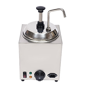 LIYUANJUN Nacho Cheese Warmer, 2.6QT Commercial Hot Fudge Warmer Butter Buttery Topping Chili Dispenser Pump Stainless Steel Cheese Dispenser Machine 86-230℉ 800W 110V (Silver)