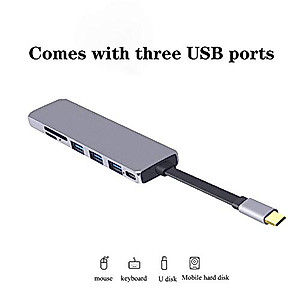 XUNMAIFHB Portable Docking Station,Type-C HUB Adapter Laptop Dock Type C PD Charging, SD/TF Card Slot, USB3.03 Fast Transmission