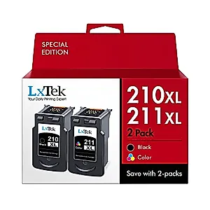 LxTek Remanufactured Ink Cartridge Replacement for Canon 210XL PG-210XL 211XL CL211XL to Compatible with PIXMA MP240 MP480 IP2702 MP230 IP2700 MP495 MX410 MX420 MX330 MX340 Printer (Black,Tri-Color)