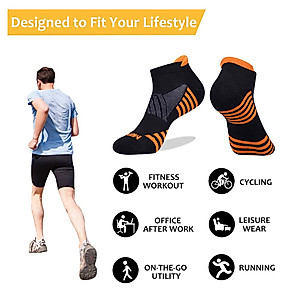 JOYNÉE Mens Ankle Athletic Socks Low Cut Week Socks for Sports Running 7 Pack,Black,Sock Size:10-13