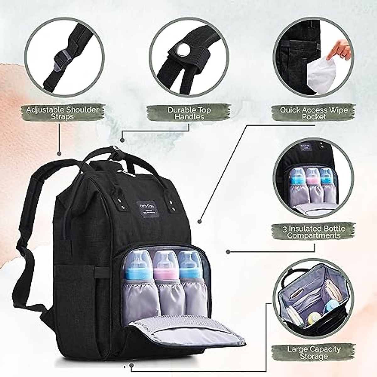 KiddyCare Diaper Bag Backpack | Baby Diaper Bags with Changing Station for Mom | Multifunction Travel Back Pack Maternity Baby Bags Waterproof Tote Bag Spacious, Unisex Stylish | Gray