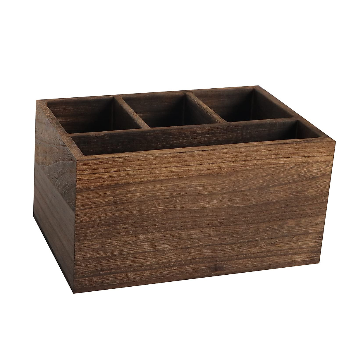 TNQNCFL Wooden Farmhouse Utensil Holders for Countertop,Spoon And Fork Holder,Wooden Utensil Holder,Utensil Caddy With 4 Compartments,for Silverware,Spoons,Pens,Staples