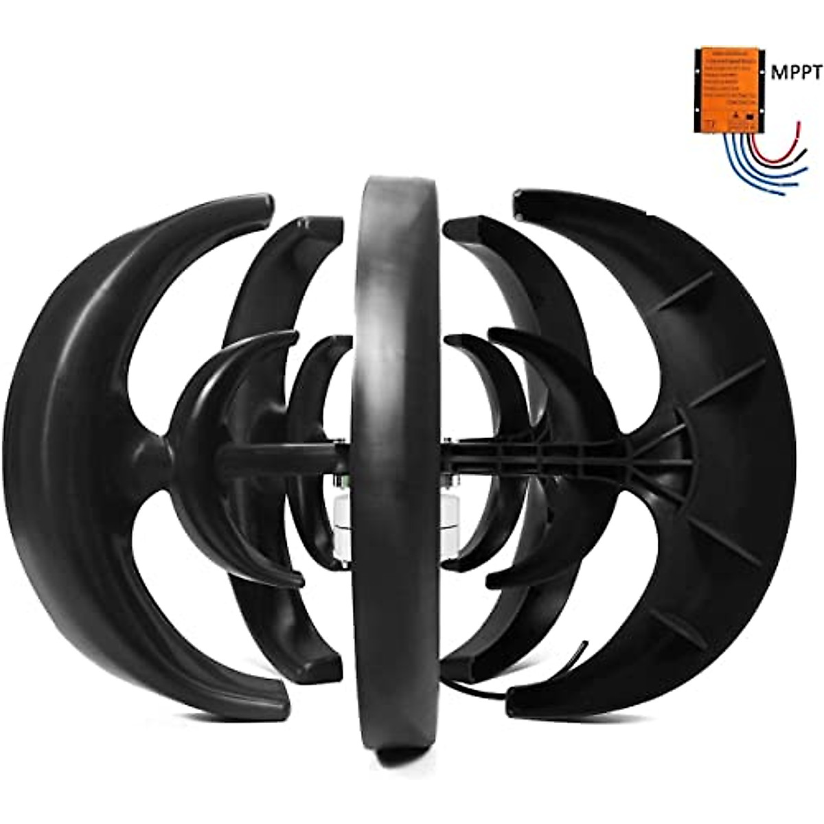 LiuSj JUnSt 12000W Black Lantern Wind Turbine Generator, Vertical Wind Turbine Generator Low Noise Low Wind Speed Start with Controller 5 Blades,220v