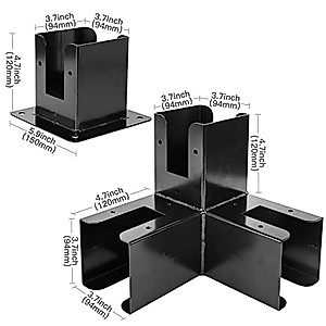 Stainless Steel Woodwork Pergola Kit - 3-Way Right Angle Corner Bracket 4x4 Metal Pergola Brackets DIY KIT - Gazebo Wood Kit Post Base Bracket Anchors Supplied by IWONGO