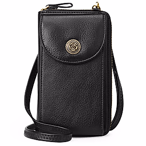 BROMEN Small Cell Phone Purse Crossbody Bags for Women Vegan Leather Wallet Purses with Credit Card Holder Black