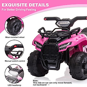 6V Electric Kids ATV Quad Ride-On Toy with MP3, USB, Lights - For 1-3 Year Old Boys and Girls