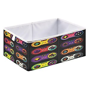 QUGRL Joysticks Vintage Style Storage Bins Organizer Game Theme Foldable Clothes Storage Basket Box for Shelves Closet Cabinet Office Dorm Bedroom 15.75 x 10.63 x 6.96 in