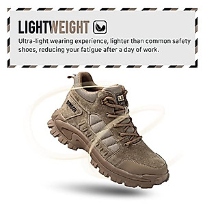 Koiule Steel Toe Shoes for Men Women Work Construction Boots Indestructible Steel Toe Work Safety Boots for Men Composite Toe boots,botas de trabajo para hombre Brown38