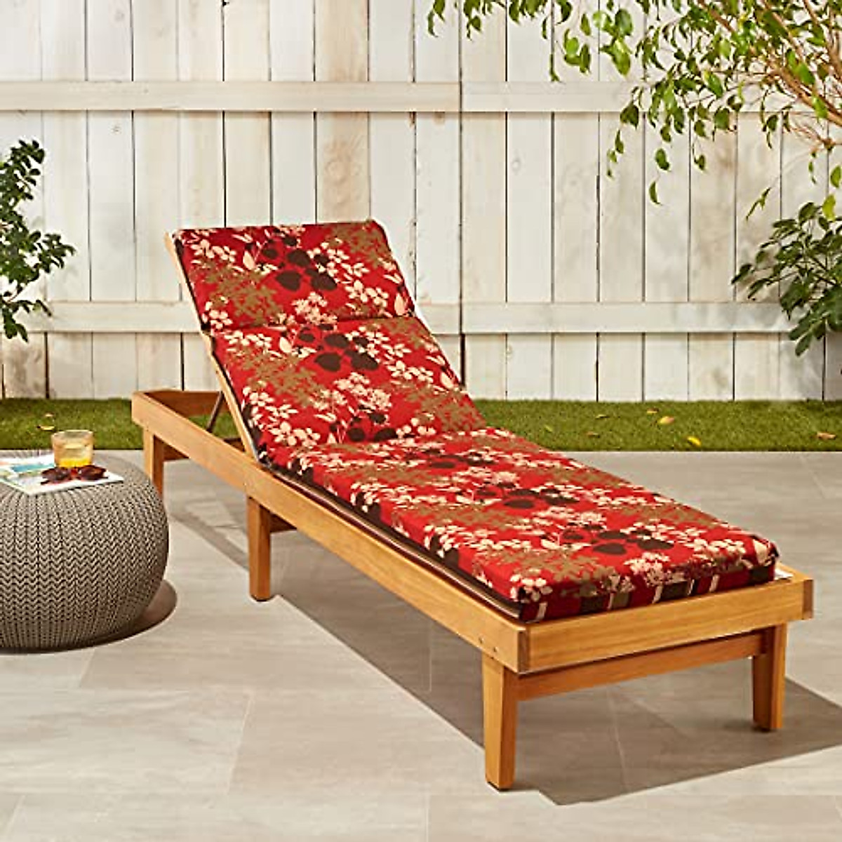 Pillow Perfect Outdoor/Indoor Monserrat/Montifleuri Sangria Chaise Lounge Cushion, 1 Count (Pack of 1), Brown