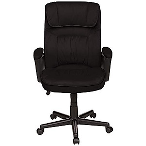 Amazon Basics Classic Office Desk Computer Chair - Adjustable, Swiveling, Ultra-Soft Microfiber, Lumbar Support, 28"D x 25"W x 43.5"H, Black