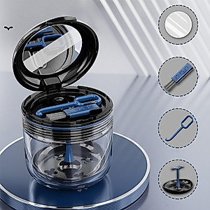 PRTECY Portable Mouth Guard Case Storage Box Waterproof Retainer Bath Case with Brush Mirror Denture Holder Storage for Travel Cleaning(Black)