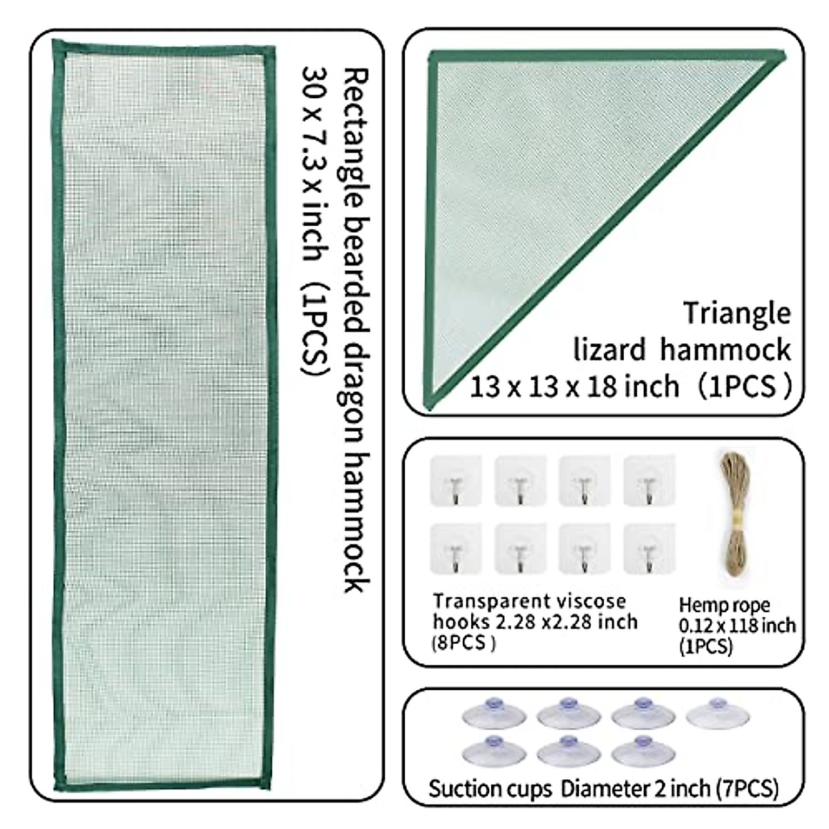 Linifar Bearded Dragon Tank Accessories, Rectangular & Triangular Hammock for Geckos, Snake, Chameleon, Hermit Crabs, Reptiles and Amphibians Habitat Decor