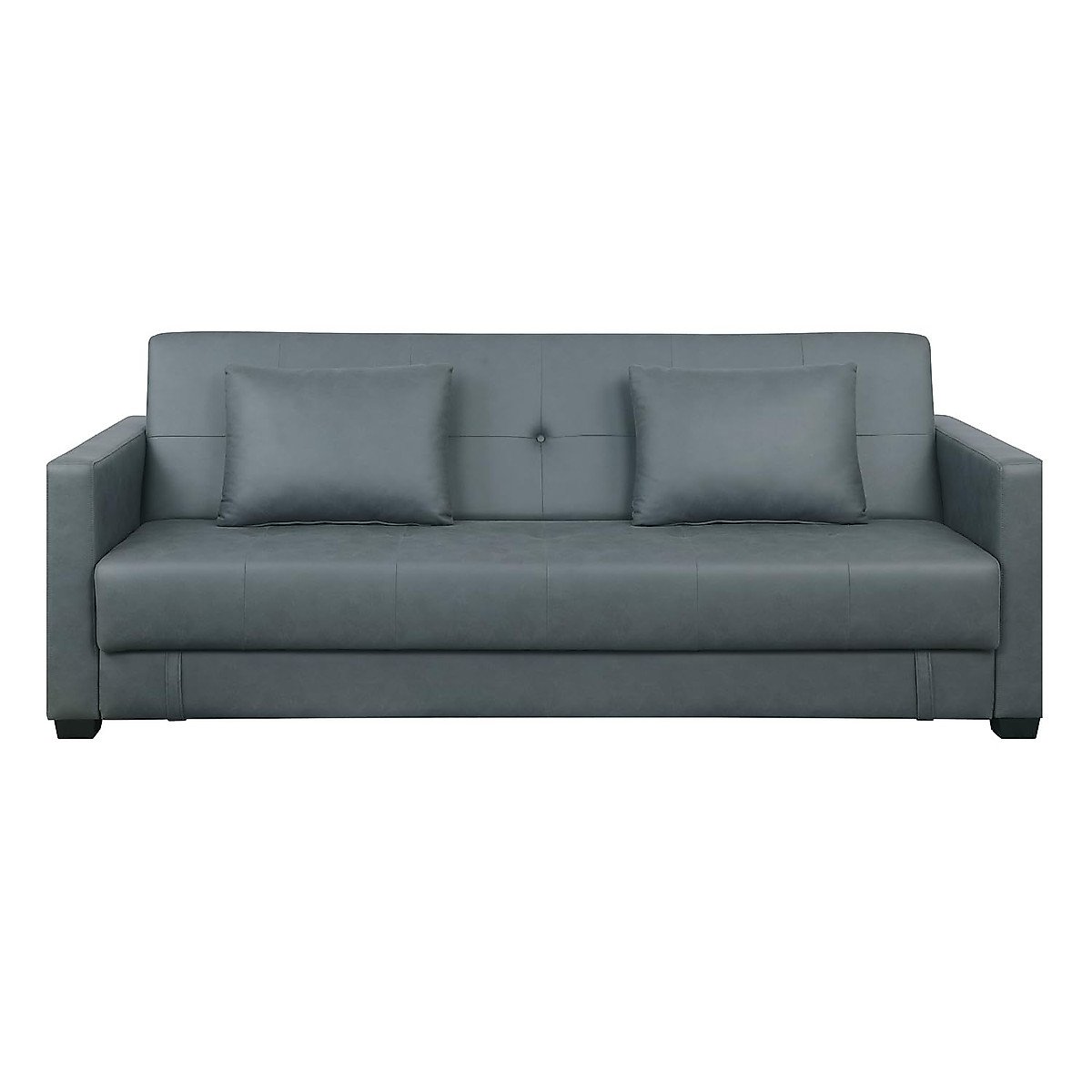 Pearington Mia Sofa Bed- Microfiber, Multi Position Bedroom, Living Room, or Office Futon; Couch Sleeper and Lounger with Extra Storage under Bottom Cushion, Dark Grey, Model:MIA-LG-15