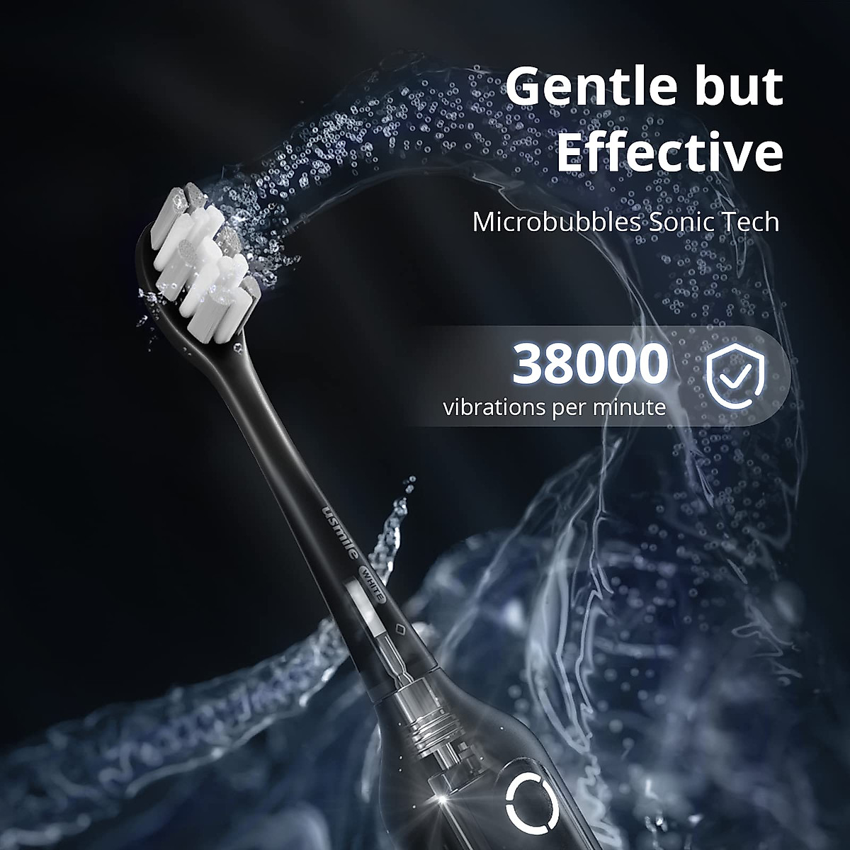 usmile Electric Toothbrush, Sonic Electric Toothbrush with Smart 3D Display, 4 Modes and 3 Intensities, Built-in Timer, U3 Black