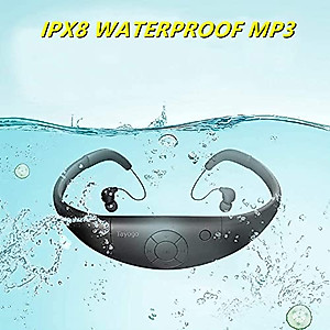 Waterproof Mp3 Player for Swimming, Tayogo IPX8 8GB Underwater Music Headsets for Sports(4 Pairs Earplugs)-Black