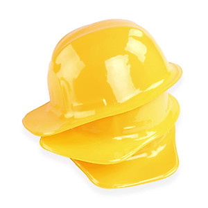 Super Z Outlet 12 Pack Yellow Construction Hard Hat Plastic Birthday Party Supplies Worker Caps Set Halloween Costume Toy