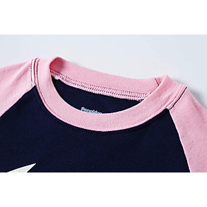 Girls Unicorn Pajamas Glow in the Dark Two Piece Long Sleeve Cotton PJs Toddler Girl Unicorn Shirt Kids Sleepwear 6t/6206