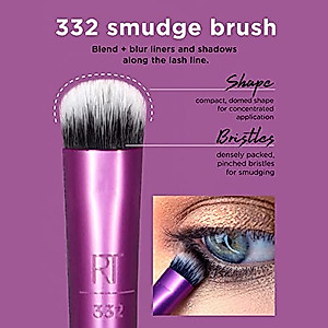 Real Techniques Everyday Eye Essentials Makeup Brush Kit, Eye Makeup Brushes for Eye Liner, Eyeshadow, Brows, & Lashes, Synthetic Bristles, Cruelty-Free & Vegan, 8 Piece Set