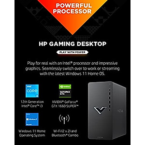 HP Victus 15L Gaming Desktop Bundle PC, NVIDIA GeForce GTX 1660 SUPER Graphics, 12th Generation Intel Core i3 Processor, 8 GB SDRAM, 256 GB SSD, Windows 11 Home OS, Wi-Fi & Bluetooth (TG02-0032,2022)