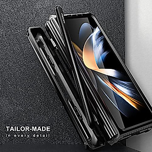 DR.DESIRE for Samsung Galaxy Z Fold 4 Case,Android Rugged Armor Pro Full Body Protection Cover with S Pen Holder Screen Protector and Stand Black