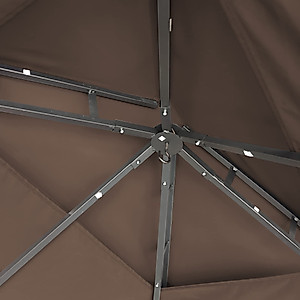 BeiXuan Outdoor BBQ Gazebo 8 x 5 Ft, Grill Gazebo Shelter Tent, Double Tier Soft Top Canopy and Steel Frame with Hook and Bar Counters, Brown