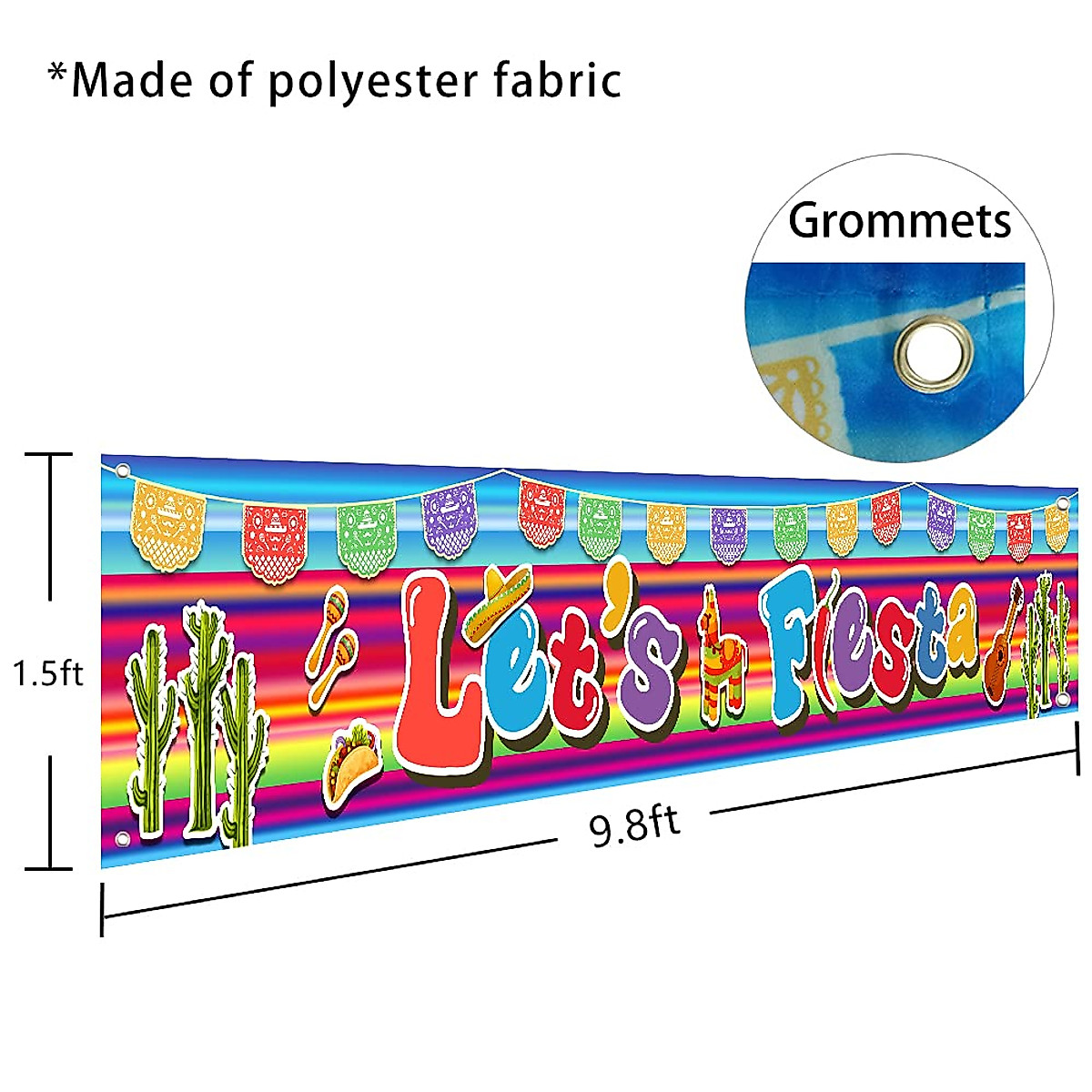 Large Fiesta Banner, Mexican Fiesta Party Supplies Decoration, Cinco De Mayo Party Supplies, Baby Shower Party Banner (Multicolor)